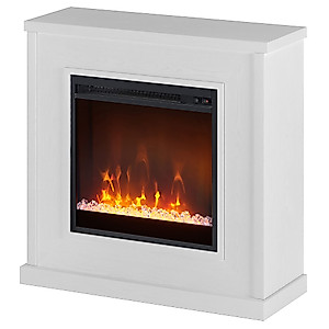 Henn&Hart Santos Mantel Fireplace, 30" Wide, White