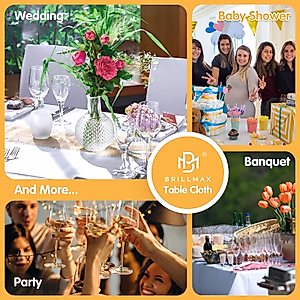 BRILLMAX 6 Pack White Tablecloths for 8 Foot Rectangle Tables 90 x 156 Inch - 8ft Rectangular Bulk Linen Polyester Fabric Washable Long Clothes for Wedding Reception Banquet Party Buffet Restaurant