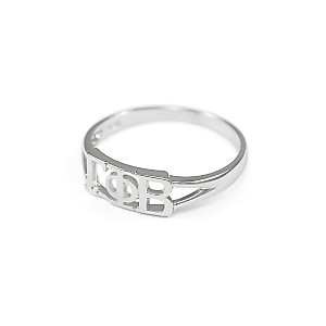 The Collegiate Standard Sterling Silver Gamma Phi Beta ring with cut-out letters size 9