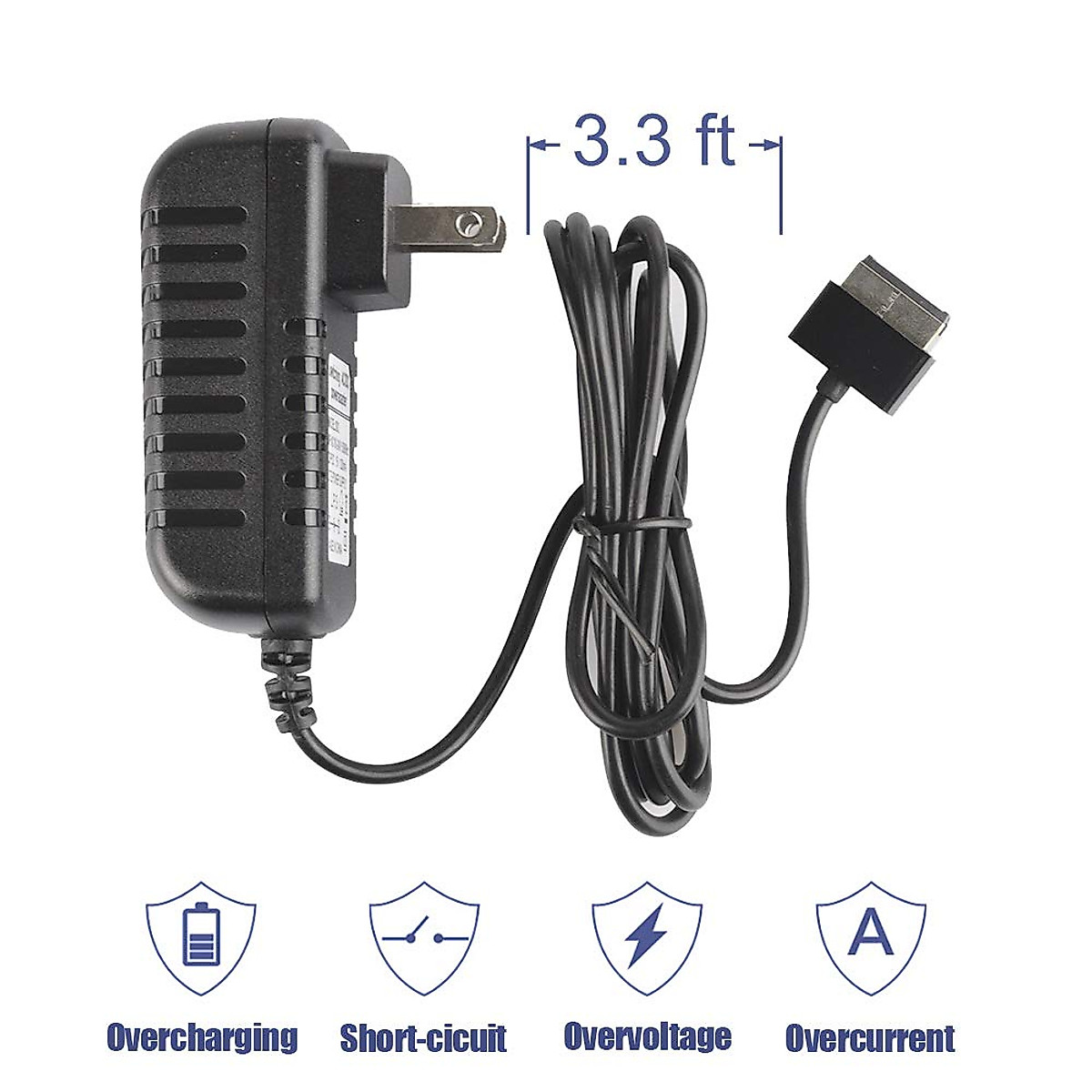 ELENKER Tablet Charger and USB 3.0 Data Sync Cable Cord for Asus Transformer EeePad TF101 TF201 TF300 TF300T TF700 TF700T Slider SL101