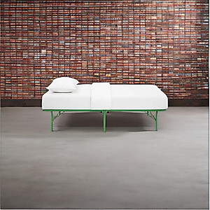 Ergode Horizon Metal Bed Frame | Stainless Steel | 14-inch Clearance | 1300 lbs Capacity | No Box Spring | Easy Assembly | Twin Size (MOD-5427-GRN-VV)