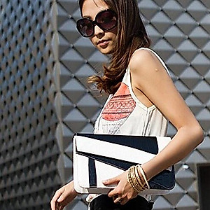 FiveloveTwo Womens PU Leather Clutch Handbags and Purse Wallet Crossbody Shoulder Party Wedding Shopping Shoulder Bags Satchels Black White