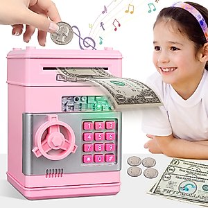 Kids Piggy Bank for Girls - Toys for 5 6 7 8 9 10 Year Old Girl Birthday Gifts - Electronic Piggy Bank ATM Machine Money Safe for Kids Toys Age 6-8-10
