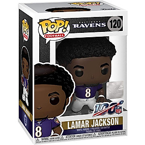 POP Football: Ravens - Lamar [Jackson] (Home Uniform) Funko Vinyl Figure (Bundled with Compatible Box Protector Case), Multicolor, 3.75 inches