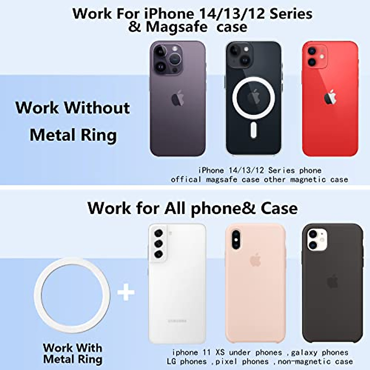 CD Slot Magnetic Wireless Car Charger Mount for iPhone 12/13/14 Pro/Pro Max Series,with QC3.0 Adapter, 15W/10W/7.5W for Magsafe Wireless Fast Car Charger Mount with Air Vent Clamp & CD Slot