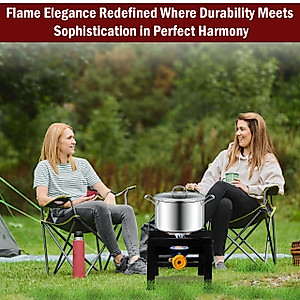 Sonret Single Burner Propane Gas Stove - Portable Gas Stove Burner with Hose & Adjustable 0-20 Psi Regulator, High BTU Square Single Burner Stove for Outdoor cooking, Home Brewing, Boiling, Turkey Fry