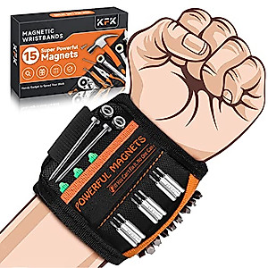Magnetic Wristband Tools Valentines Day Gifts for Him, KFK Tool Belt with 15 Magnets for Holding Screws/Nails/Drill,Valentines Day Gifts for Men/Father/Dad/DIY Handyman/Husband Women