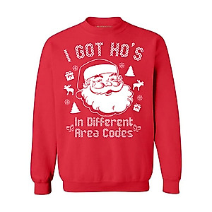 Awkwardstyles I Got Hos in Different Area Codes Sweater Ugly Christmas Crewneck L Red