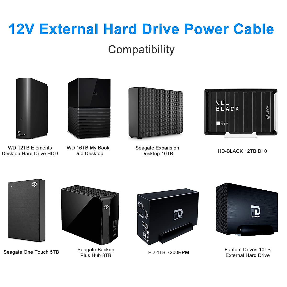 12V AC Power Adapter Supply Cable for Seagate External Hard Drive, HDD External Hard Drive, Seagate Srd00f2, Goflex Freeagent, WD Western Digital My Book External Hard Drive, 5FT Charger Cord