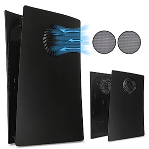 Faceplate for PS5 with Cooling Vents and Dust Filter DOBEWINGDELOU Face Plate Console Cover Replacement Side Plate Shell for PS5 Digital Edition Dustproof Accessories ABS Case Black