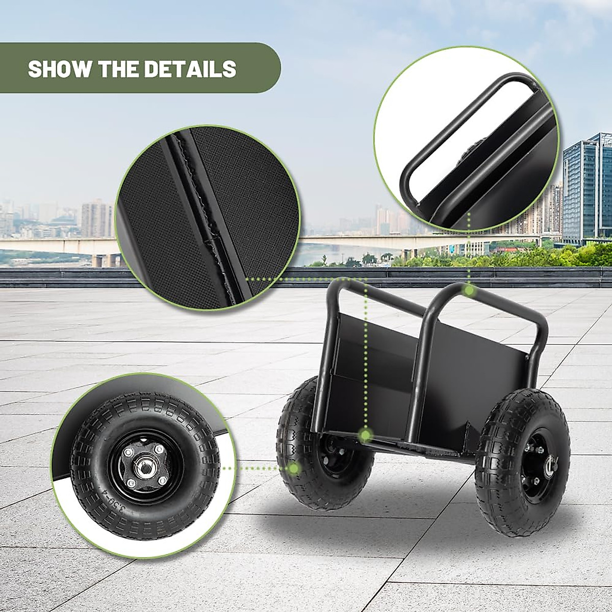 Yeeoy Heavy Duty Panel Dolly, Slab Dolly with Handle, 10" Solid Rubber Tires Wheels,1000LBS Load Capacity All Terrain Moving Cart for Heavy Drywall Sheet & Material Handling