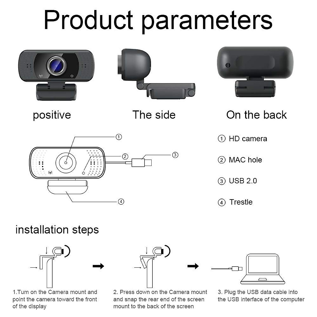 Electype HD Webcam with Microphone,1080P HD Webcam with Privacy Cover and Tripod, Auto Focus Plug and Play USB Computer Camera for Laptop/PC/Mac, Online Studying,Video Calling and Conferencing