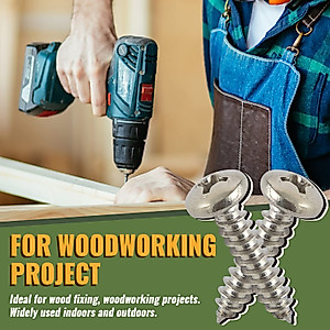 LIONMAX #12 × 2" Wood Screws 30 PCS, Stainless Pan Head Wood Screws, PH Drive, 304 Stainless Steel 18-8, Self Tapping, Screws for Woodworking Project