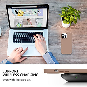 GUAGUA Compatible with iPhone 14 Pro Max Case 6.7 Inch Liquid Silicone Soft Gel Rubber Slim Microfiber Lining Cushion Texture Cover Shockproof Protective Case for iPhone 14 Pro Max, Brown