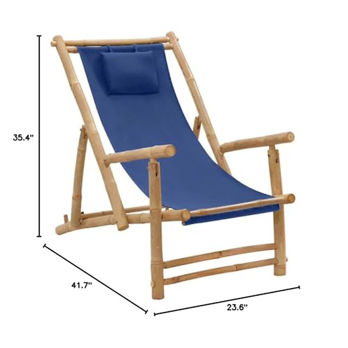 NusGear Deck Chair Bamboo and Canvas Navy Blue-7489