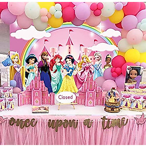 Princess Rainbow Backdrop Dreammy Pink Castle Shining Photography Background Girl Children Baby Shower Birthday Party Decoration Photo Studio Booth Props 7x5FT