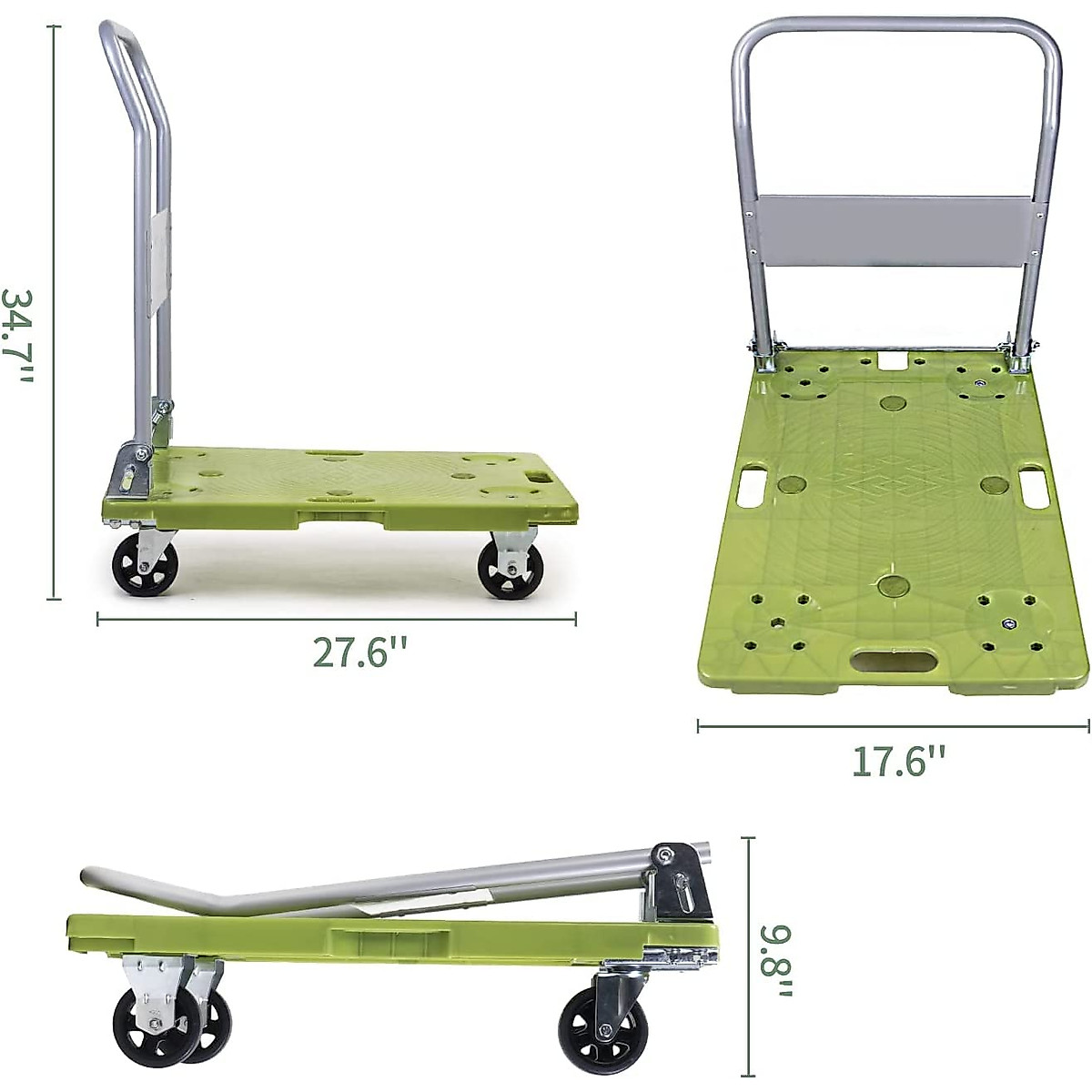Push Cart Dolly by HBFBDRCT, Heavy Duty Moving Platform Hand Truck, Foldable for Easy Storage and 4 Silent Rubber Wheels with 330lb Weight Capacity for Luggage,Moving, Shopping and Office Use