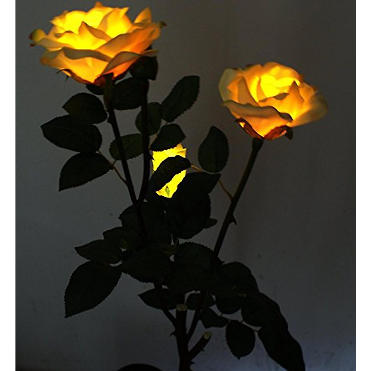 Solar Yellow Rose Flower Lights, Solar Powered Garden Outdoor Decorative Landscape LED Rose Lights Year-Round, Great Gift