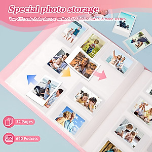 640 Pockets Photo Album for Fujifilm Instax Mini 12 11 90 40 9 8+ 8 LiPlay Instant Camera, Polaroid Snap/PIC-300/Z2300/ SocialMatic Instant Cameras & Zip Instant Printer (Magic pink)