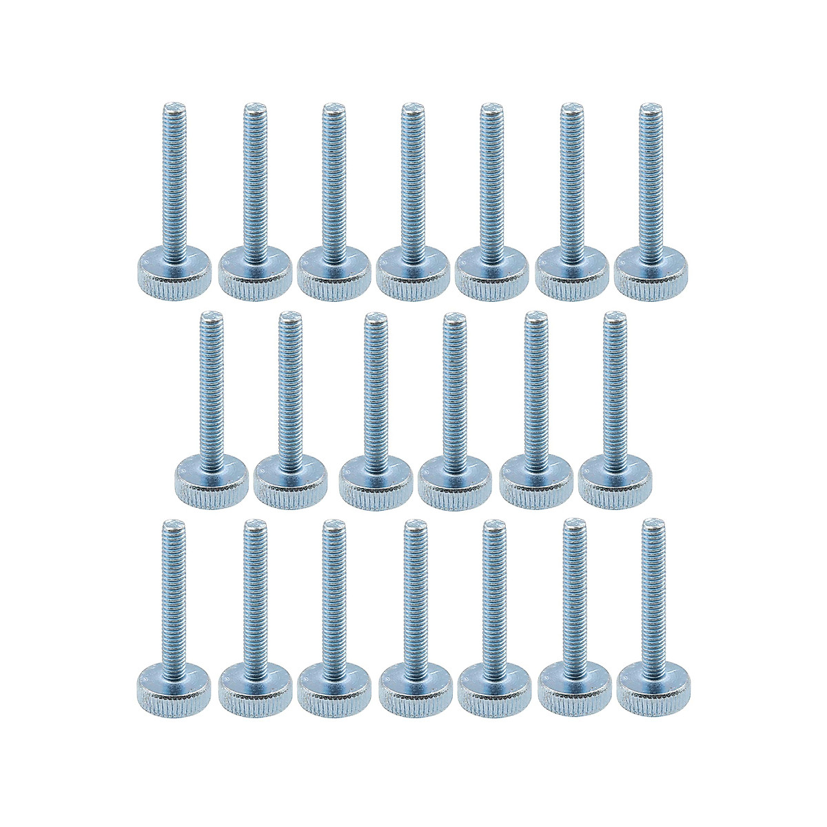 LBY 30pcs Knurled Hand Screw, M3 x 20mm Flat Knurled Head Fully Threaded Thumb Screws(Single Layer Step), Carbon Steel Galvanize