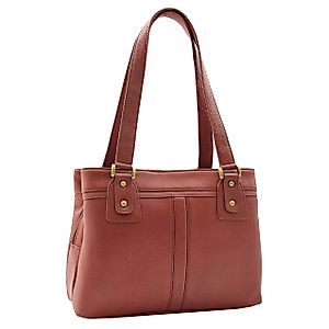 A1 FASHION GOODS Womens Leather Shoulder Bag Multi Zip Pockets Casual Handbag Polly (Brown)