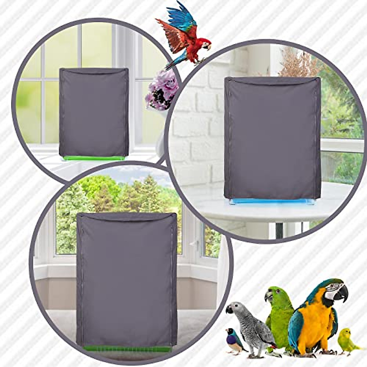 Bonaweite Bird Parrot Cage Cover Shade, Windproof Light-Proof Sleep Reduces Distractions Night Accessories Cloth Without Cage-13x13.4x17.7in (LxWxH)