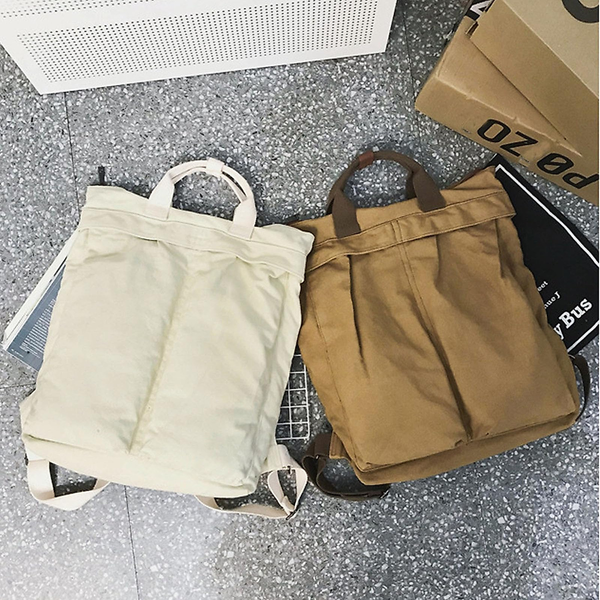 CBDAO Women's canvas handbag Men's and women's large capacity leisure backpack Men's and women's leisure backpack (Khaki,One Size)