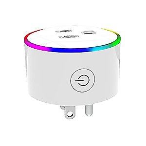 MOES Smart Plug WiFi Smart Power Socket with Dimmable RGB LED Night Light, Wireless Remote Control with Smart Life/Tuya App, Outlet Compatible with Alexa Google Home, No Hub Required