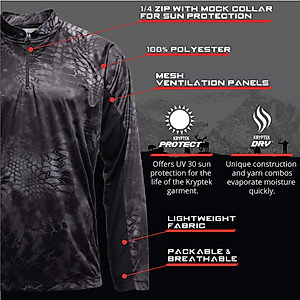 Kryptek Men's Zephyr 1/2 Zip, Neptune/Black, XL