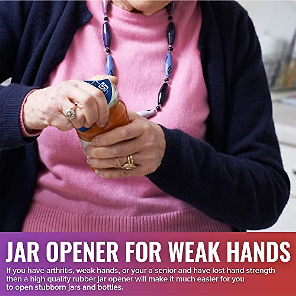 JAR HEADS Rubber Jar Opener Gripper Pad 4 Pack - Thick 5 Inch Grippers for Opening Jars Made in the USA - Jar Opener for Weak Hands & Seniors with Arthritis