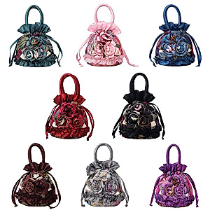 Womens Ladies Handbag Drawstring Bucket Bag Coin Purses Key Bags Cash Money Phone Pouches - Black