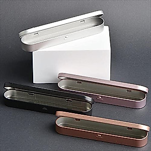 Metal Hinged Tin Pen Box Small Pencil Case Rectangular Empty Hinged Tins Box Containers Storage Organizer for Pen, Pencil, Makeup Brushes(Rose Gold)