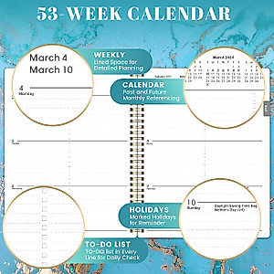 2024 Planner - Jan. 2024 - Dec. 2024, Planner 2024/Calendar 2024, 2024 Planner Weekly and Monthly with Printed Tabs, 8" x 10", Flexible Cover, Thick Paper, Perfect Daily Panner & Organizer - Blue Sand