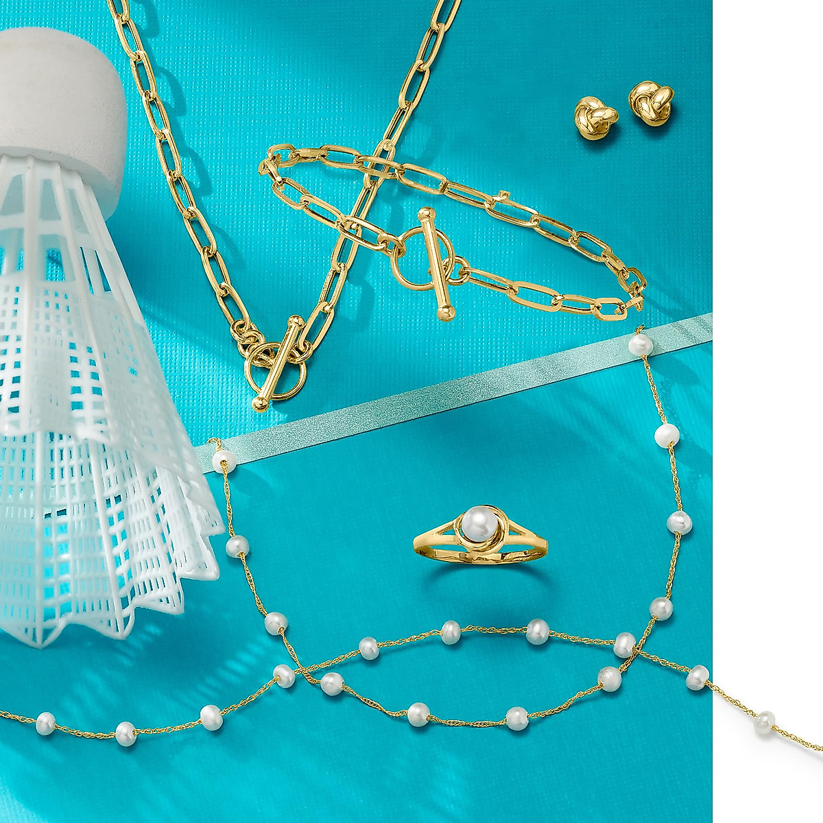 RS Pure by Ross-Simons 3-3.5mm Cultured Pearl Station Necklace in 14kt Yellow Gold. 16 inches