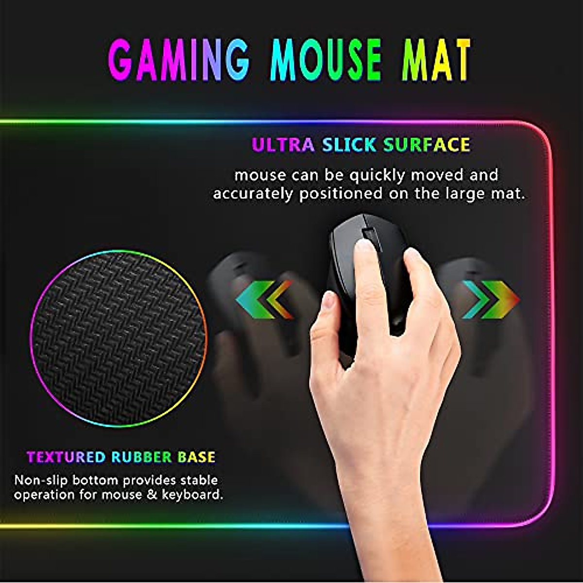 31.5"X12" RGB Gaming Mouse Pad, Large LED Mousepad with 11 Lighting Modes, Soft Non-Slip Rubber Base Mouse Mat for Computer Desk Keyboard, Waterproof XL Gaming Mousepad.