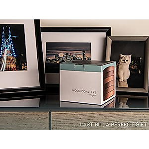 Wood Coaster for Drinks, 4.3 Inch, Set of 6, Absorbent and Insulation Felt Stackable Cup Holders, Coasters for Wooden Table, Designed by S1EGAN