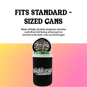 Nightcap Beer Can Cooler with Zippered Cover, Black - The Reusable, Insulated Can Cooler Sleeve Keeps Drinks Cold and Unwanted Particles Out - Easy to Hold Can Coozie Fits Most 12 oz Can Beverages
