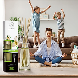 Jasmine Reed Diffuser 3.4 Fl Oz (100ml) - Home Fragrance - Air Freshener - Scented Diffuser - Gift - Spa - Home - Office - Boutique - Floral & Long Lasting Aroma - Aromatherapy