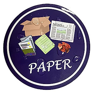 Set 6 Recycle Sticker for Trash Can Bins, Waterproof Anti-UV Strong Adhesive, Signs Decals Paper Glass Plastic Metal Trash Food Waste - Diam. 3.86"