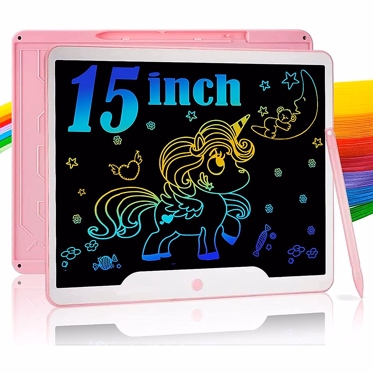 Toddler Toys for 3 4 5 6 7 Year Old Boys Girls Gifts, ScriMemo LCD Writing Tablet 15 Inch Kids Toys Doodle Pad, Reusable Drawing Board for Kids 3 4 5 6 7 8 9 Year Old Boy Girl Birthday Gifts (Pink)