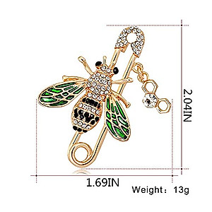 Bee Brooch pins Women Enamel Crystal Insect Pin Lapel Pin Large Safety Pin
