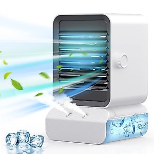 ZEBRE Portable Air Conditioner Fan, Personal Air Cooler, Evaporative Air Cooler Purifier Misting Fan with 7 Colors LED Lights & 3 Speeds for Home Room Office