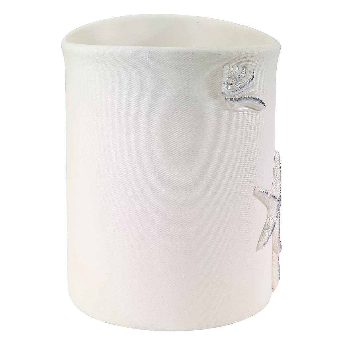 Avanti Linens - Wastebasket, Decorative Trash Can, Seashell Inspired Bathroom Accessories, Guest Bathroom Essentials (Sequin Shells Collection)