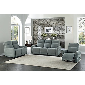 Homelegance Edition 78" Fabric Power Double Lay-Flat Reclining Sofa, Dove
