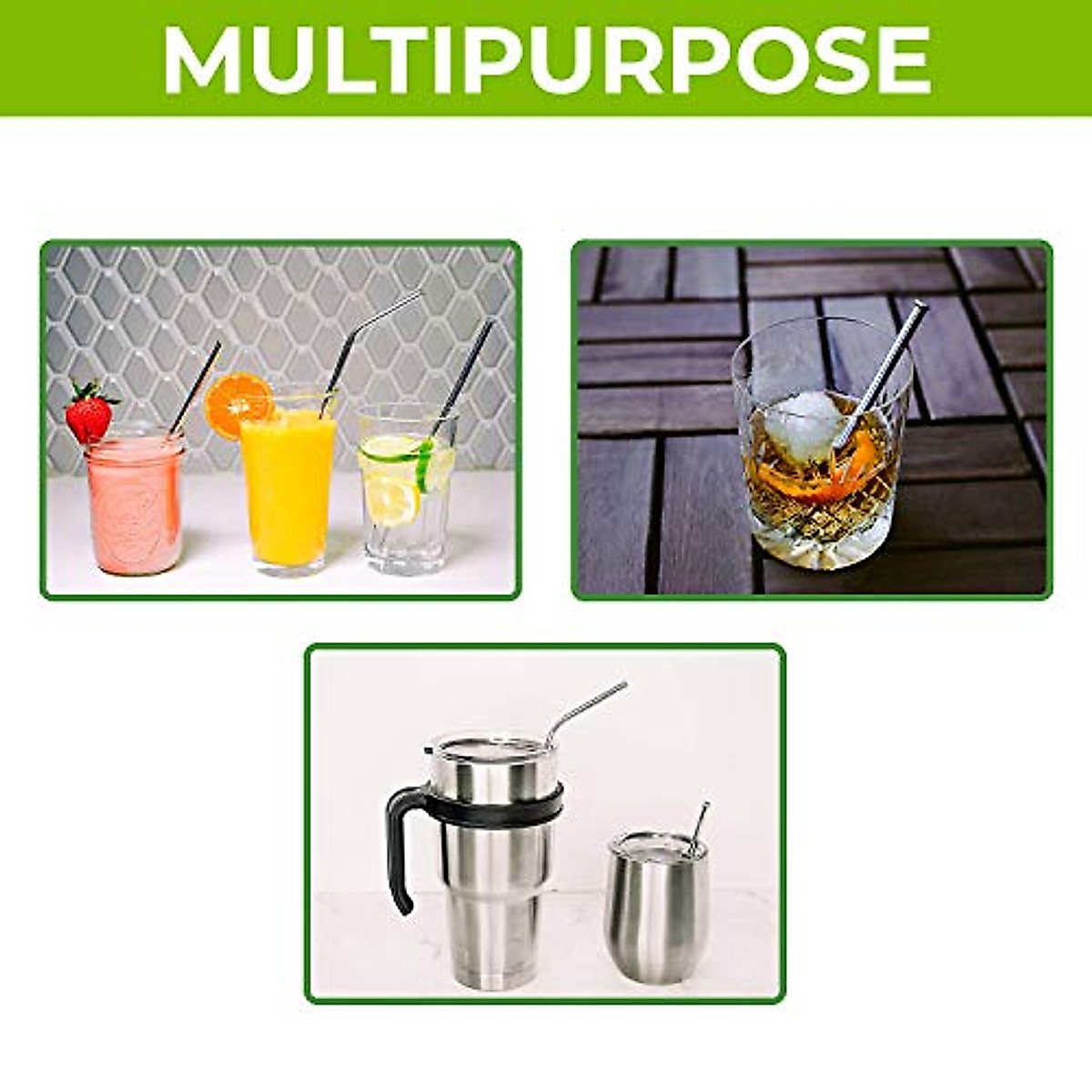 The Finest Pack of 5 Reusable Stainless Steel Straws with Case, BPA Free Metal Straws for Drinking cold Coffee, Beverages and Smoothies