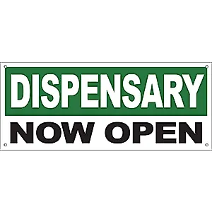 4 Less Co 18x48 Inch DISPENSARY NOW OPEN Vinyl Banner Sign With Grommets gb