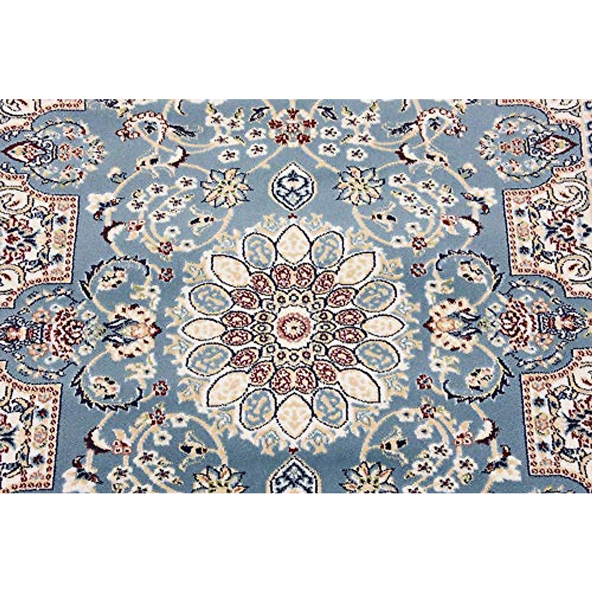 Unique Loom Narenj Collection Classic Traditional Medallion Design Area Rug, 3 ft x 13 ft, Blue/Tan