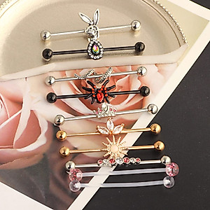 TIANCI FBYJS 10 pcs Surgical Steel 14G Industrial Barbell Earring Cartilage Piercing Jewelry 38mm 1&1/2 Inch Stainless Steel Industrial Piercing Bar