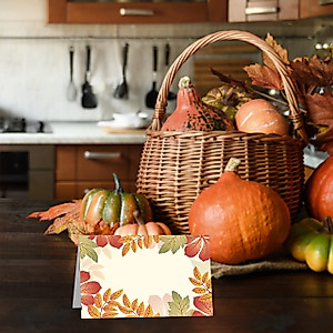 Place Cards for Thanksgiving Fall Party, Editable Name Place Cards, Seating Place Cards for Tables, Tent Style Cards for Wedding, Dinner Party or Any Occasion, Easy Folding, 25 Escort Cards(G03)