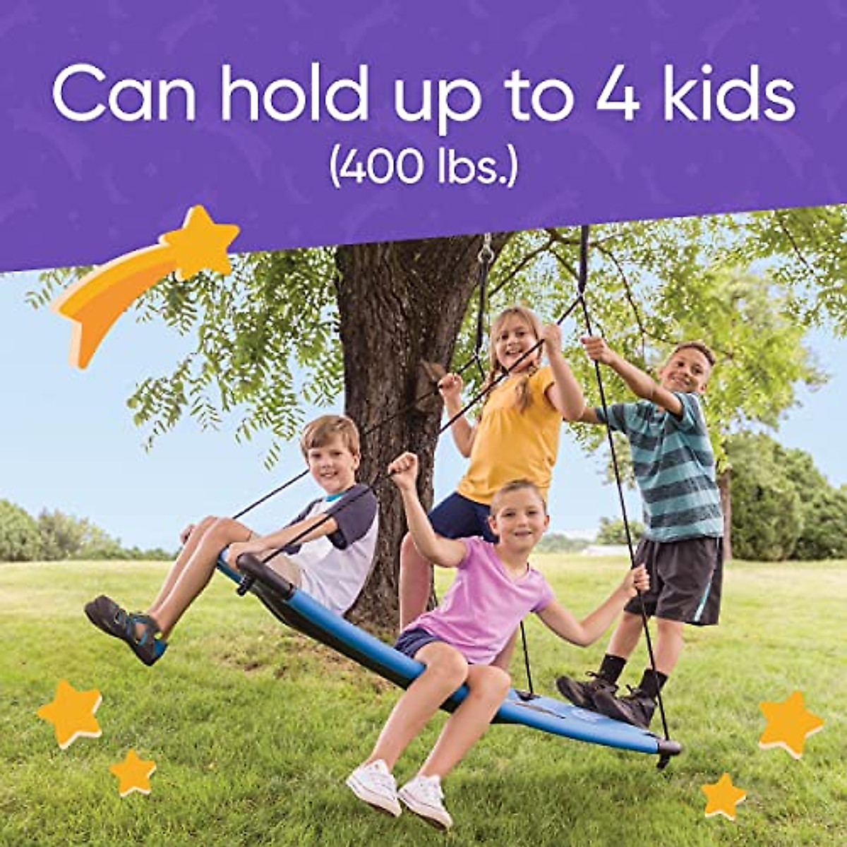 HearthSong 60 Inch SkyCurve Rectangular Platform Swing with Comfy Mat and Steel Frame, Holds up to 400 lbs.